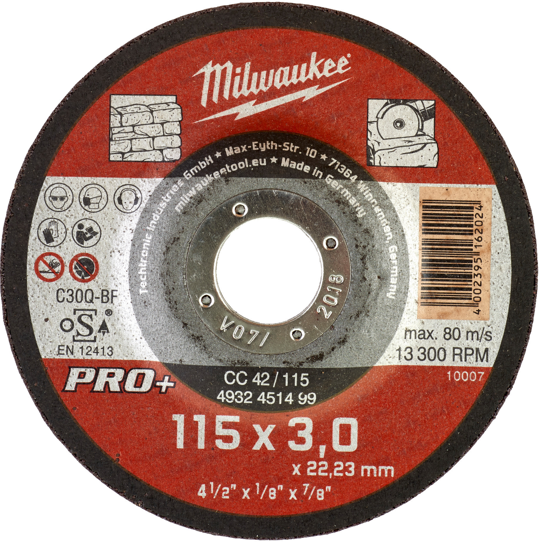 MILWAUKEE 4932451499 PRO+ cut-off wheel for stone CC42 115 x 3 mm | Klium