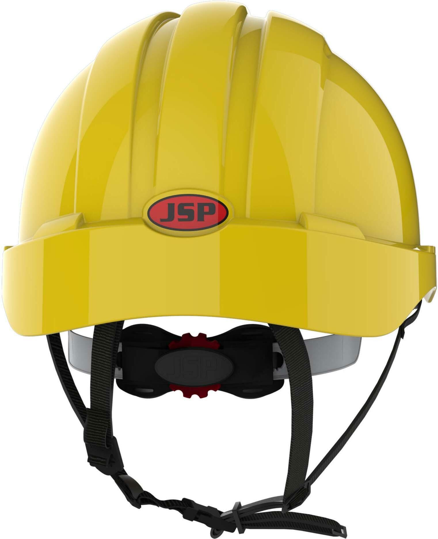 JSP EVO 3 Linesman micro peak safety helmet with dial yellow non-ventilated - AJG240-000-200 | Klium