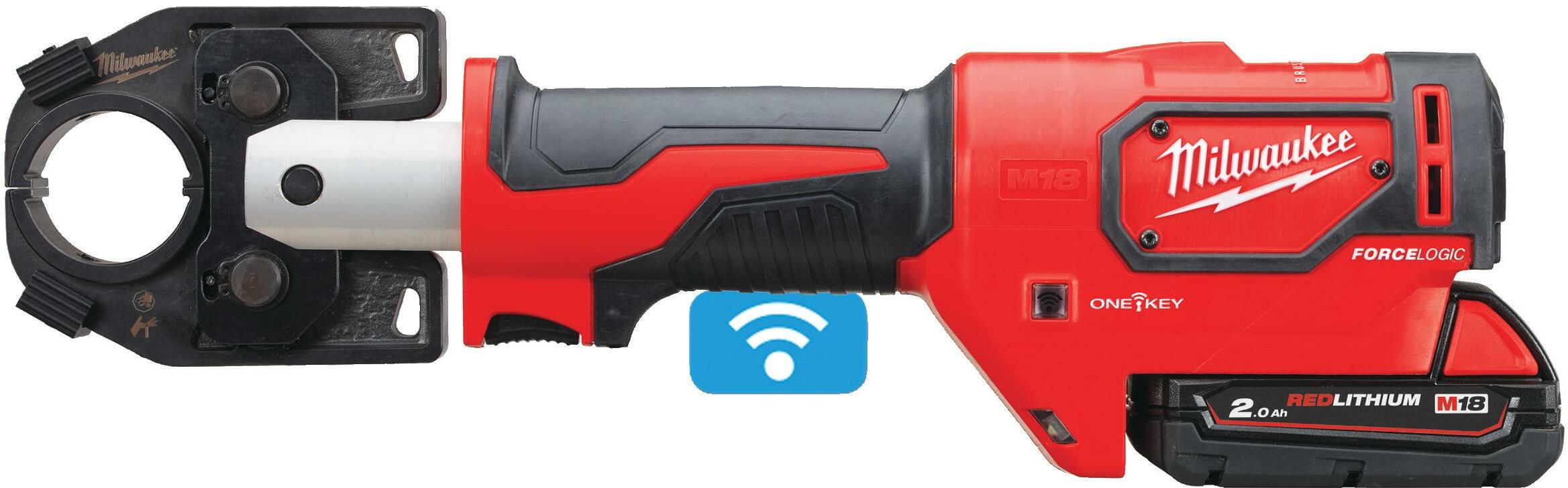 MILWAUKEE M18 HCCT-201C FORCE LOGIC hydraulic cordless cable crimper 53kN in transport case (1x ...