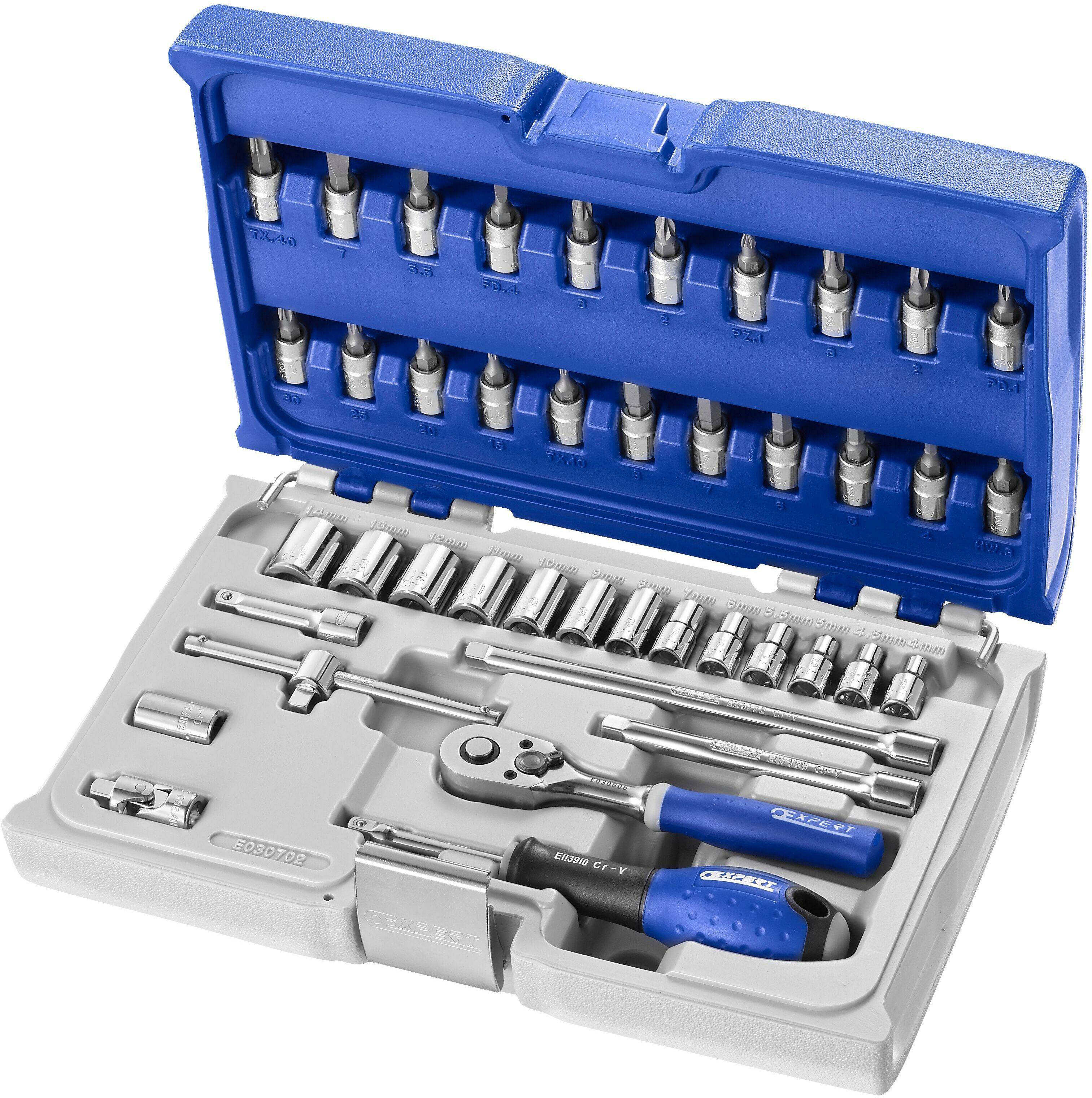 EXPERT E030702 sockets and accessories set in case 1/4 42-piece | Klium