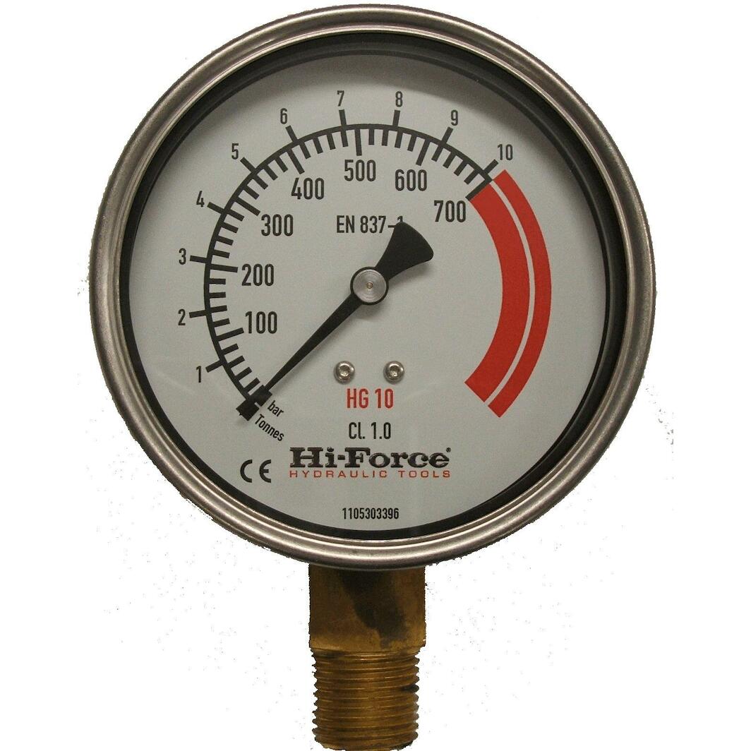 HI-FORCE HG5 pressure gauge 100 mm, dry, 0-700 bar / 0-4.5 tonne, class 1.0 | Klium