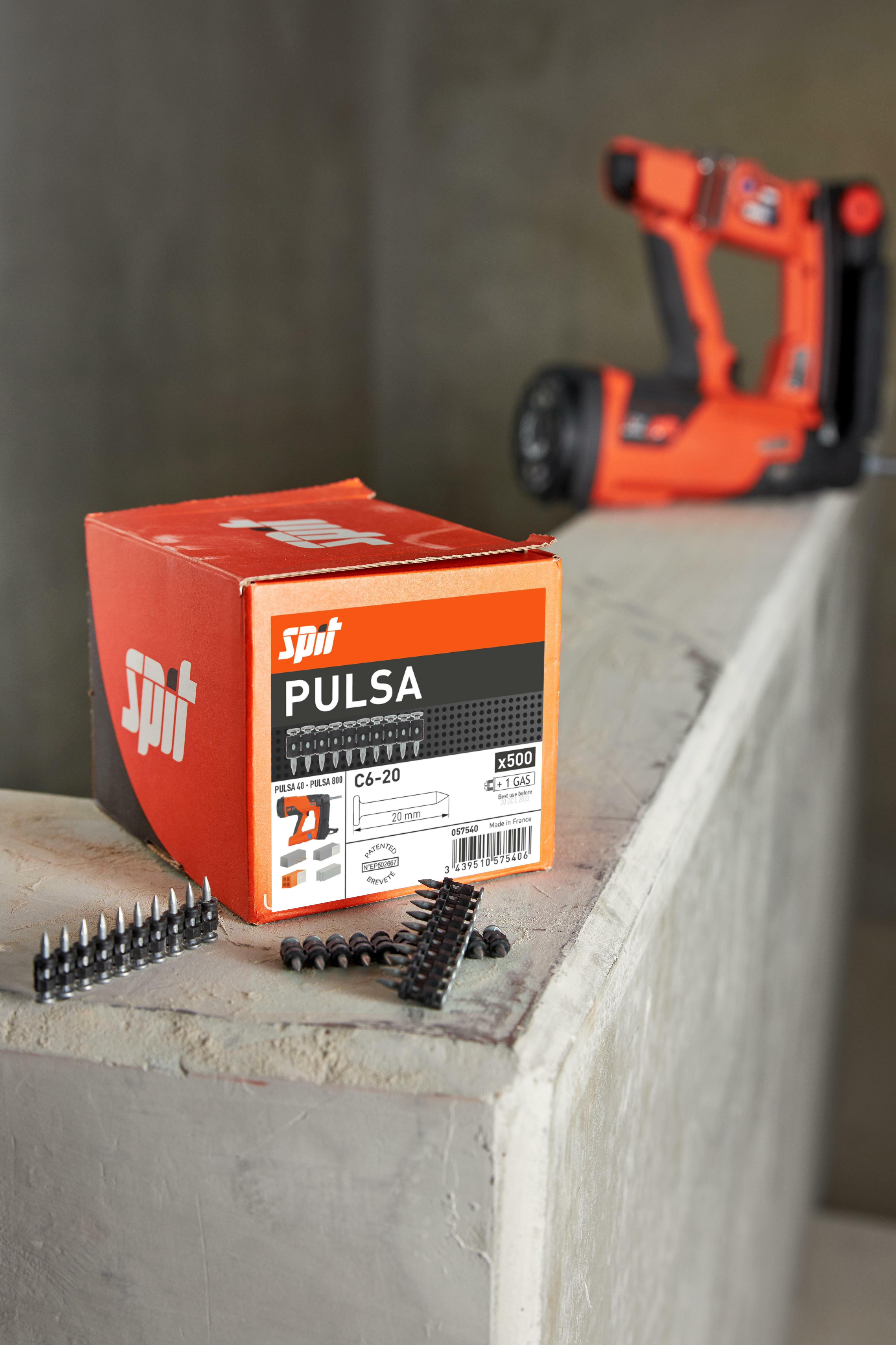 Spit 057540 C6-20 Pulsa 20mm 800P Standard Collated Concrete Pins C/w 1 ...