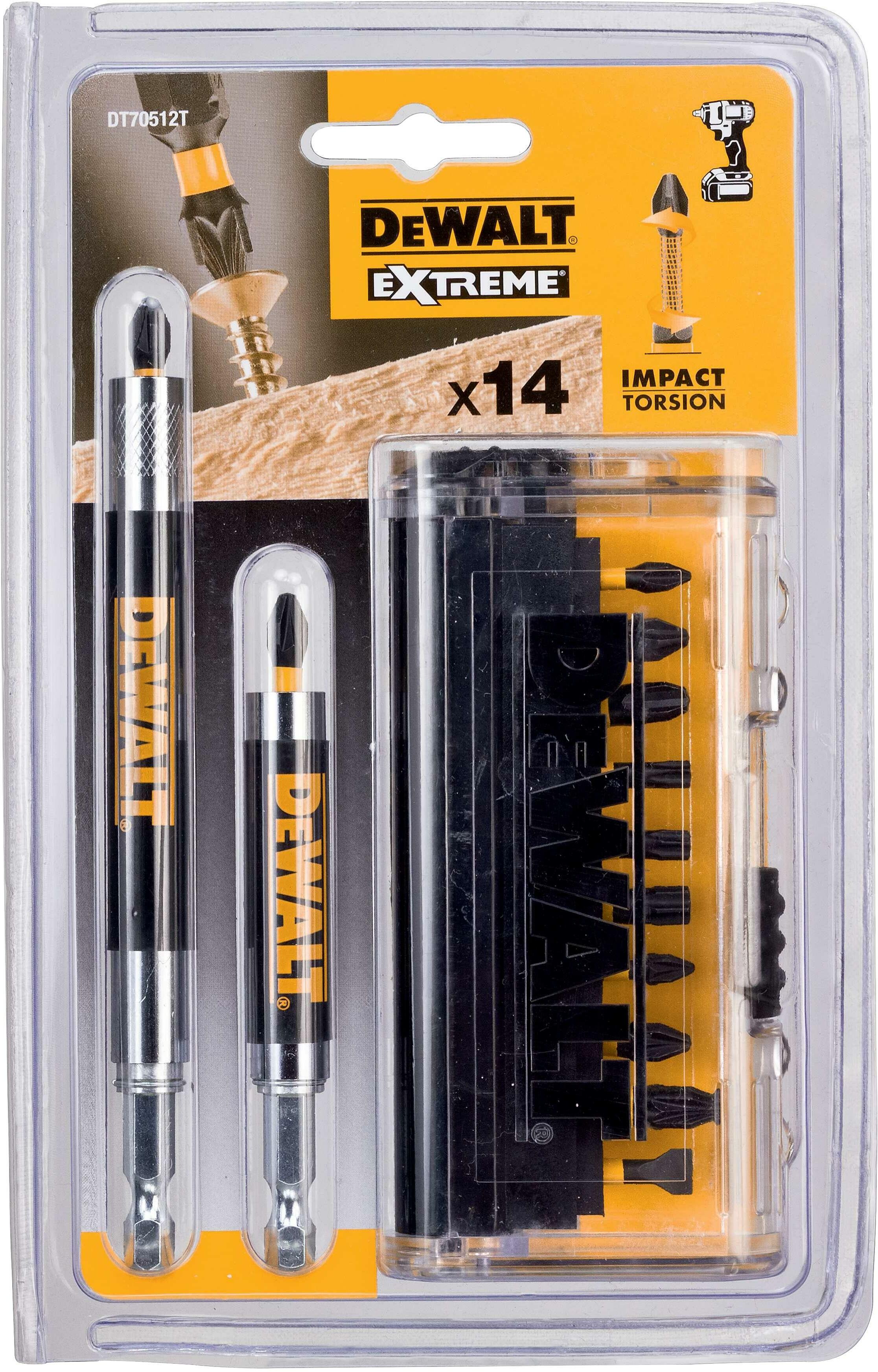 DEWALT DT70512T-QZ IMPACT Torsion screw bit set with screw guide 14 ...