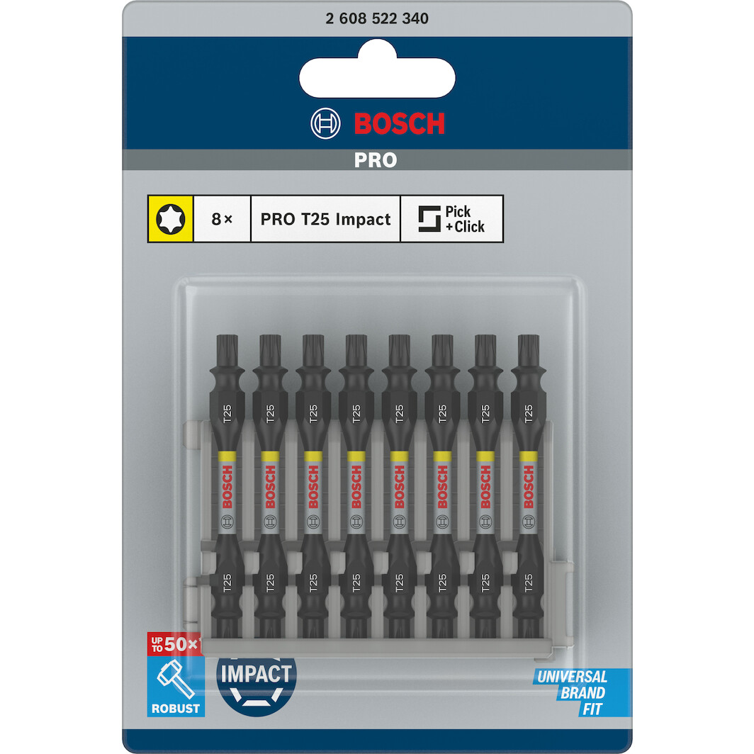 BOSCH 2608522340 screw bit double-sided Impact Control T25, 65 mm (8 ...