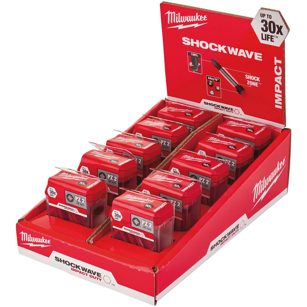 MILWAUKEE 4932430866 SHOCKWAVE IMPACT DUTY screw bit PZ2x50 mm (10 pcs ...