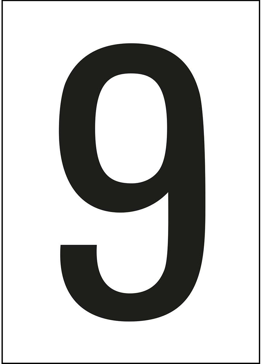 BRADY NL7541A4WH-9 label with number 9 - DIN A4 format for permanent or ...