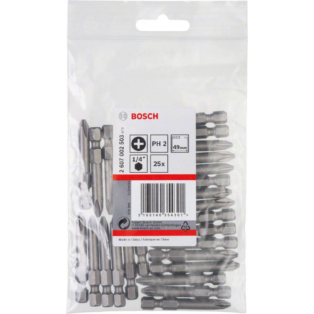 BOSCH 2607002503 screwdriver bit Extra Hard PH2, 49 mm (25 pc) | Klium
