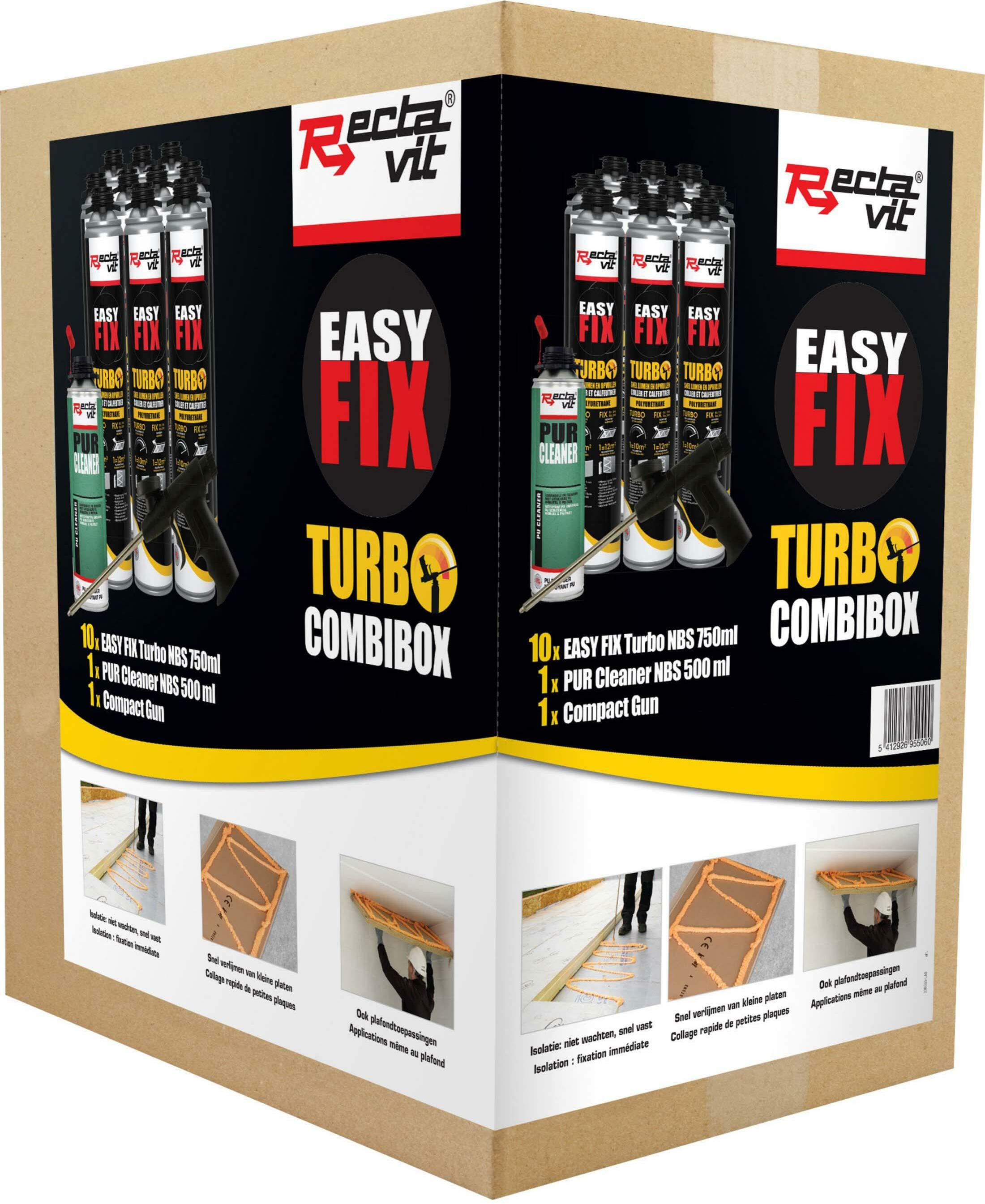 RECTAVIT Easy Fix Turbo Combibox one-component polyurethane mounting adhesive set ideal for ...