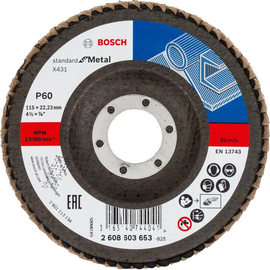 BOSCH 2608603653 flap disc X431 Standard for Metal, diameter 115 mm ...