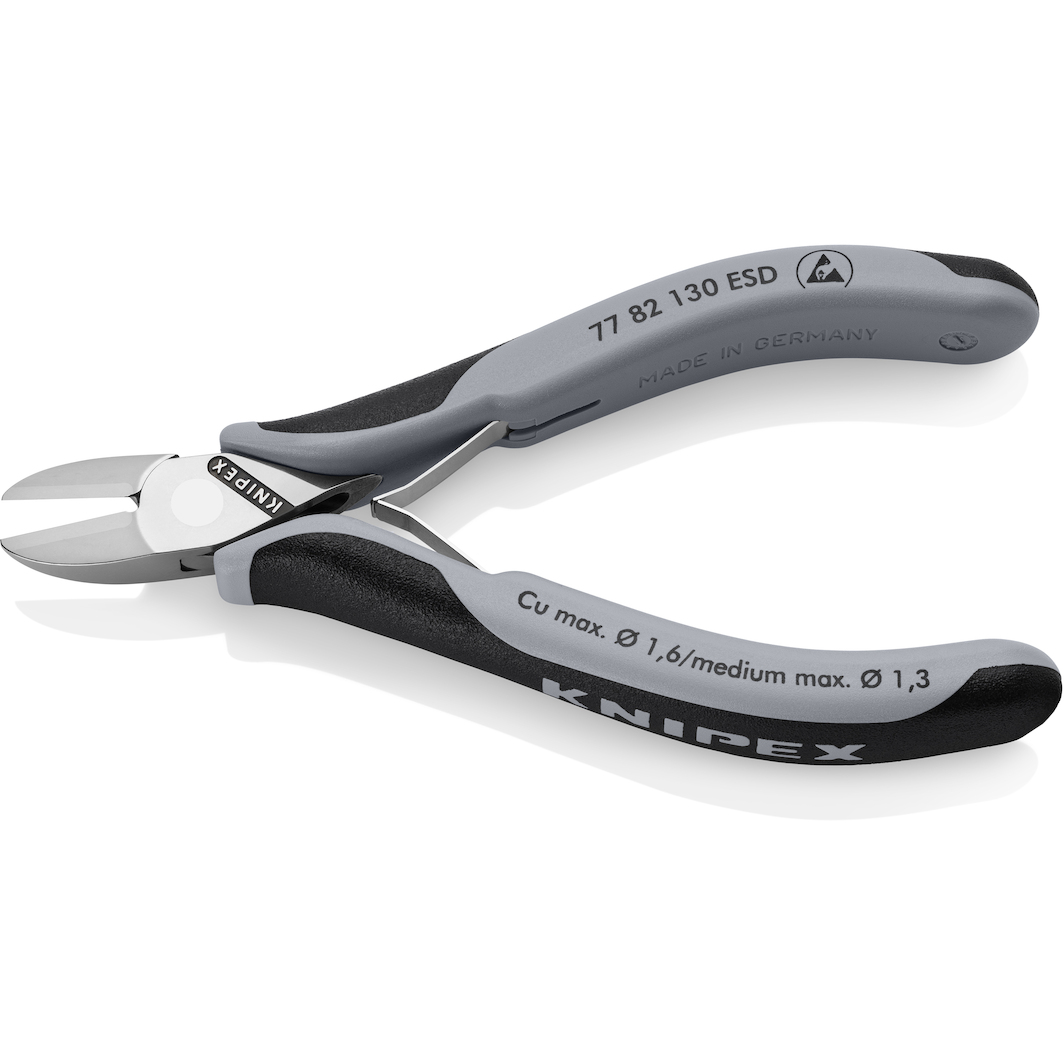 KNIPEX 77 82 130 ESD Electronics diagonal cutters with pierced joint ...