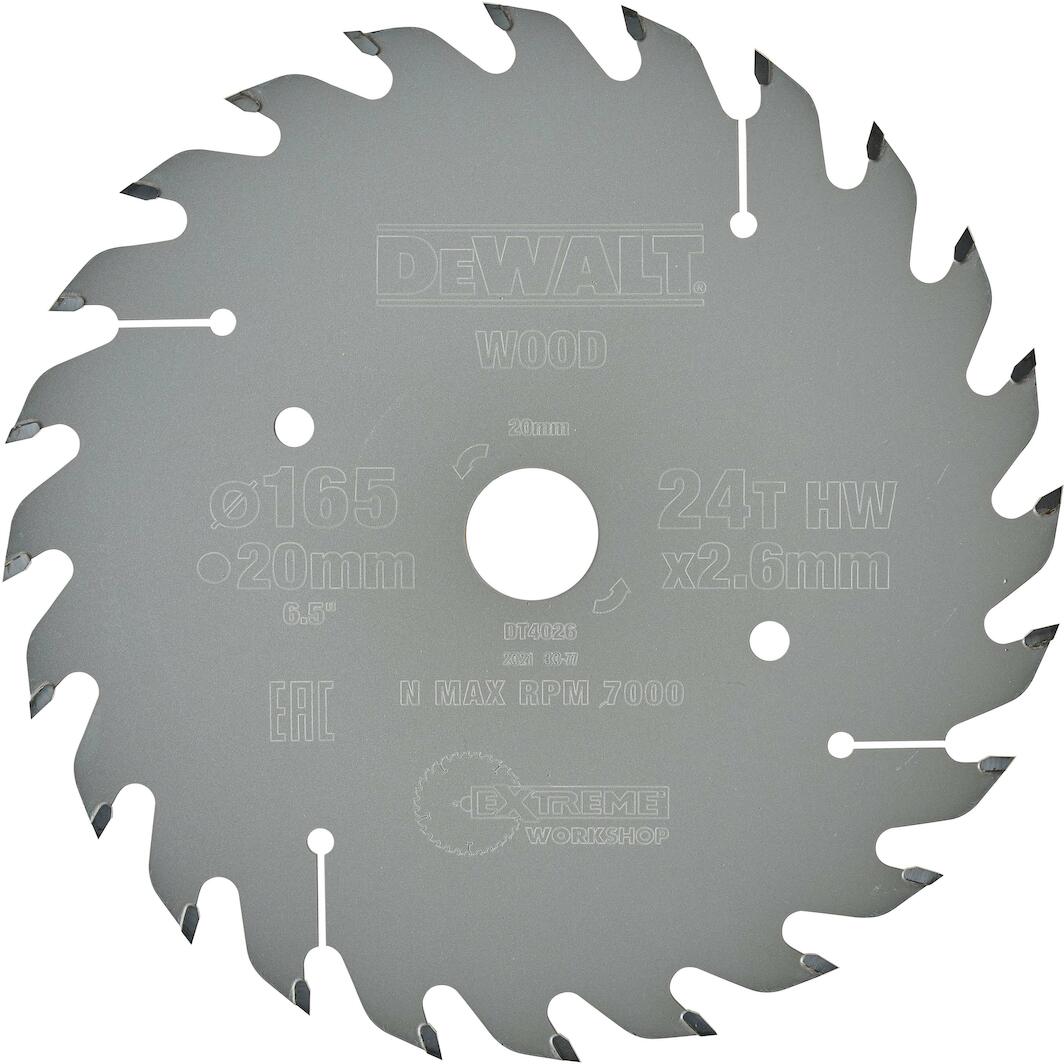 DEWALT DT4026-QZ circular saw blade 165x20x24T, reversible tooth ...