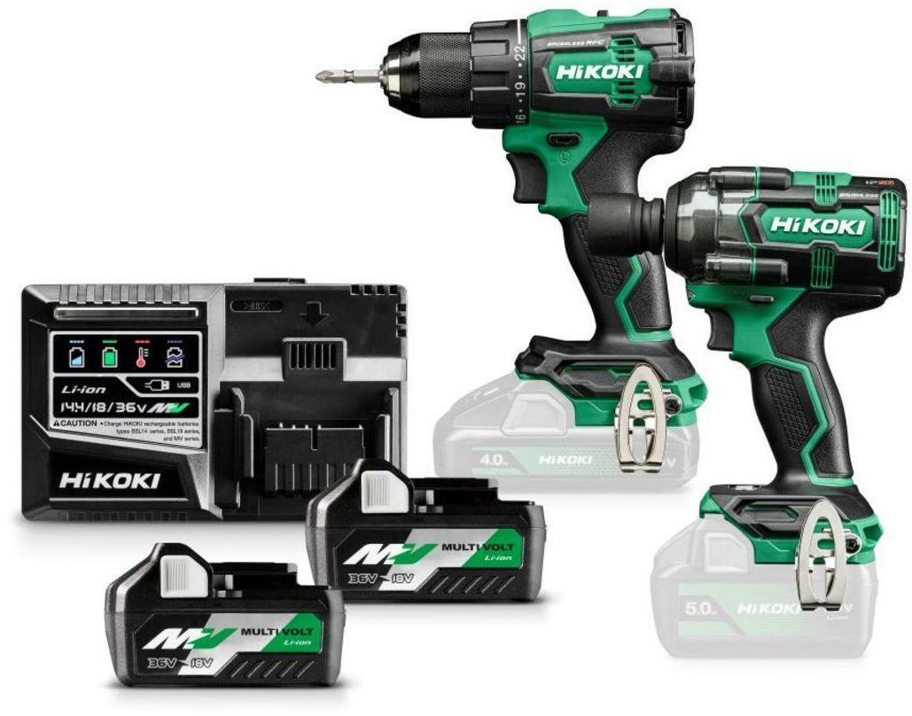 HIKOKI KC18DEWJZ 18V cordless machine set 2-piece DS18DE + WR18DH in HSC III case (2x 5.0Ah MV ...