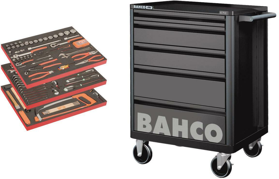 BAHCO BASIC E72 tool trolley black 26" with 5 drawers (3 filled) 158-piece - BASIC | Klium