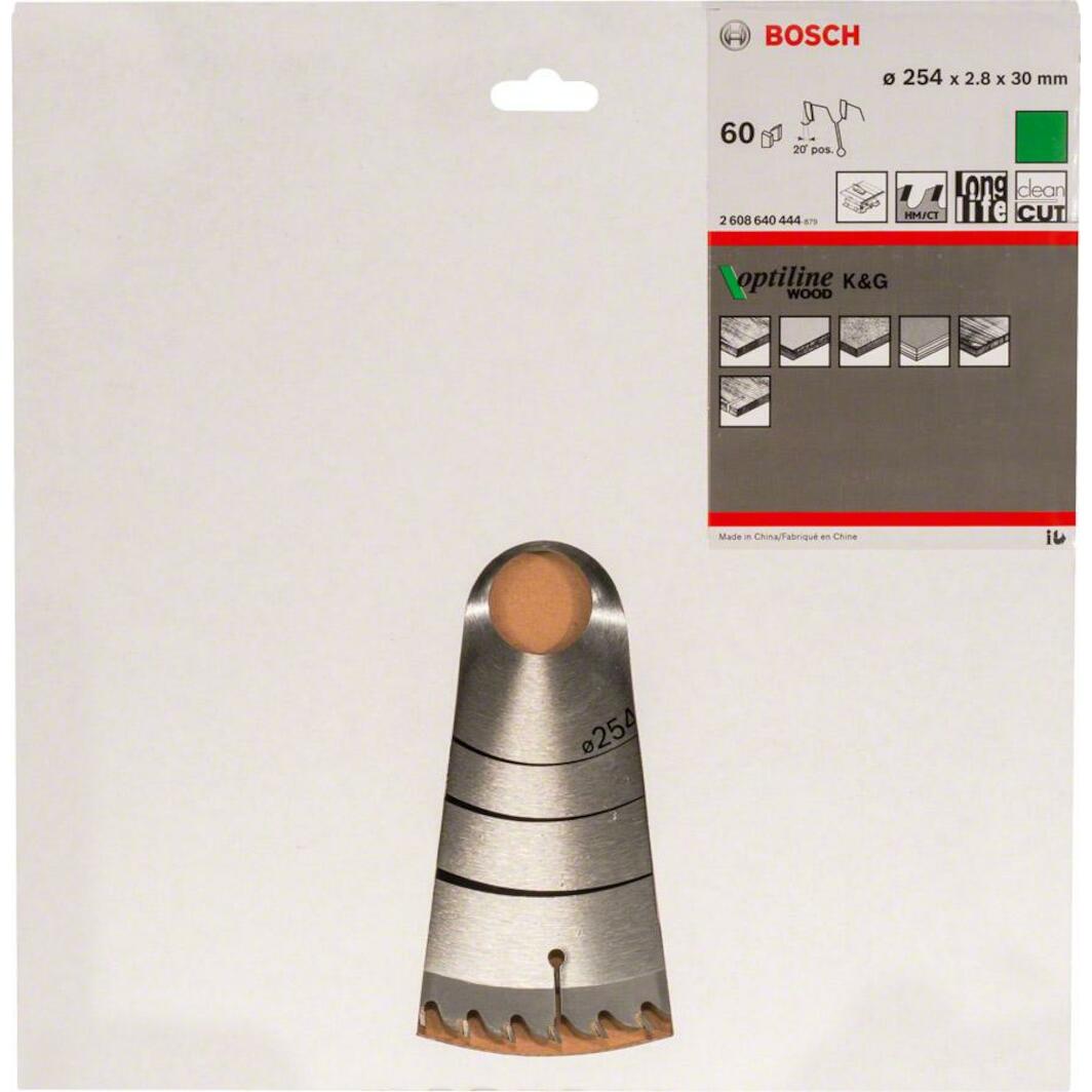 BOSCH 2608640444 Optiline Wood circular saw blade, 254 x 30 x 2.8 mm, 60T