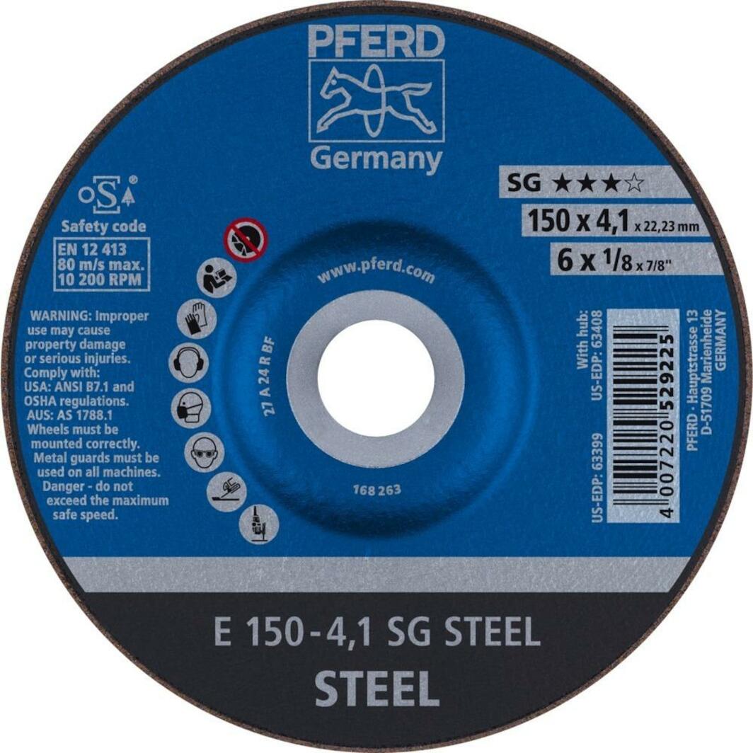 PFERD E 150-4,1 SG STEEL grinding disc E 150x4.1x22.23 mm performance ...