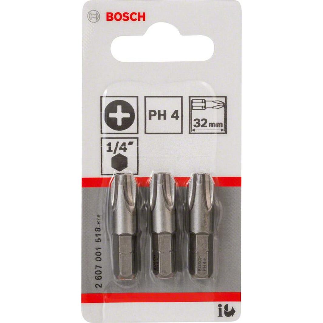 BOSCH 2607001518 screwdriver bit Extra Hard PH4, 32 mm (3 pcs) | Klium