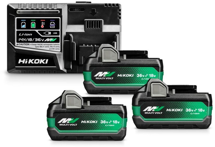 HIKOKI UC18YSL3WAX3 battery charging set 3x MV-A-X batteries (2.5Ah / 5 ...