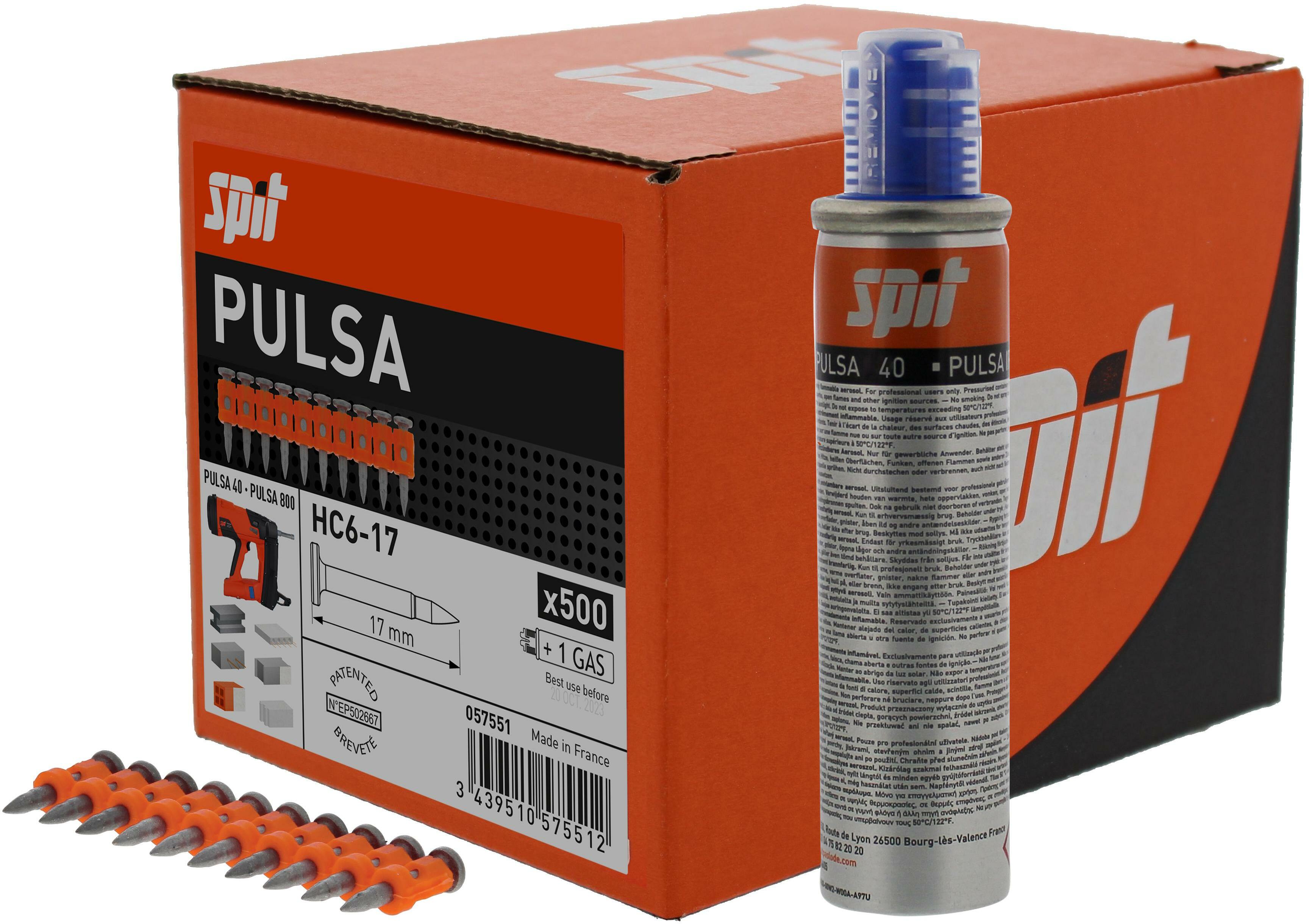 SPIT 057551 PULSA HC 6/17 nail + gas cartridge P800 | Klium.com