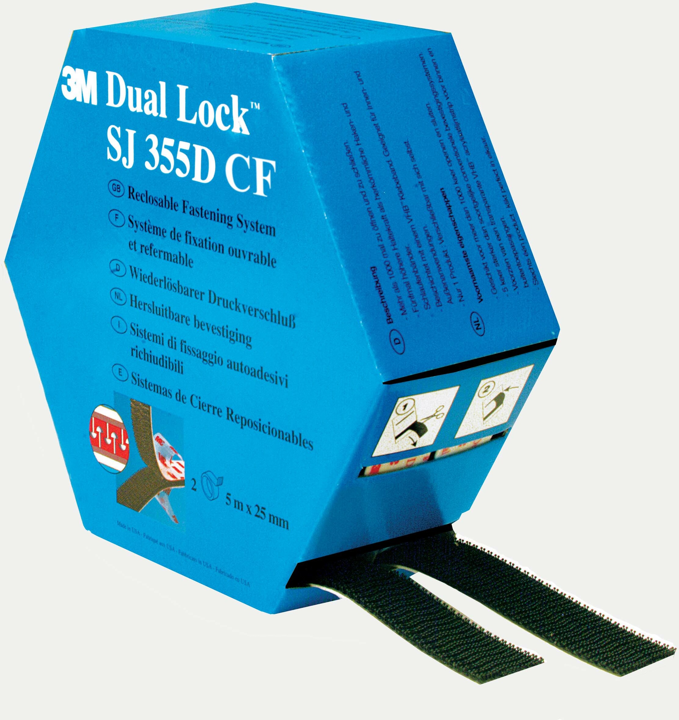 3M SJ355D CF Dual Lock reclosable Velcro MINI noir 25 mm x 5 m ...