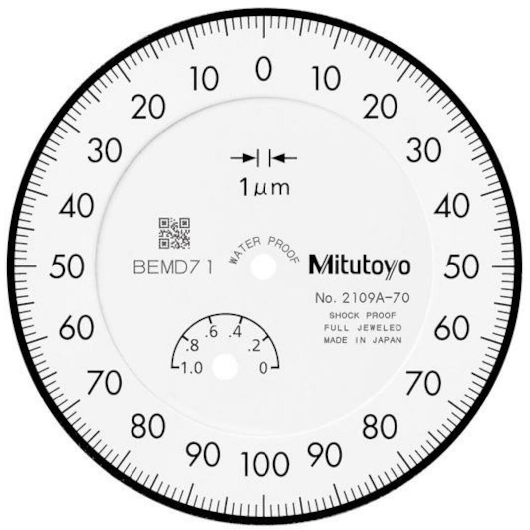 MITUTOYO 2109A-70 dial indicator with fixture, ISO version, IP64 ...