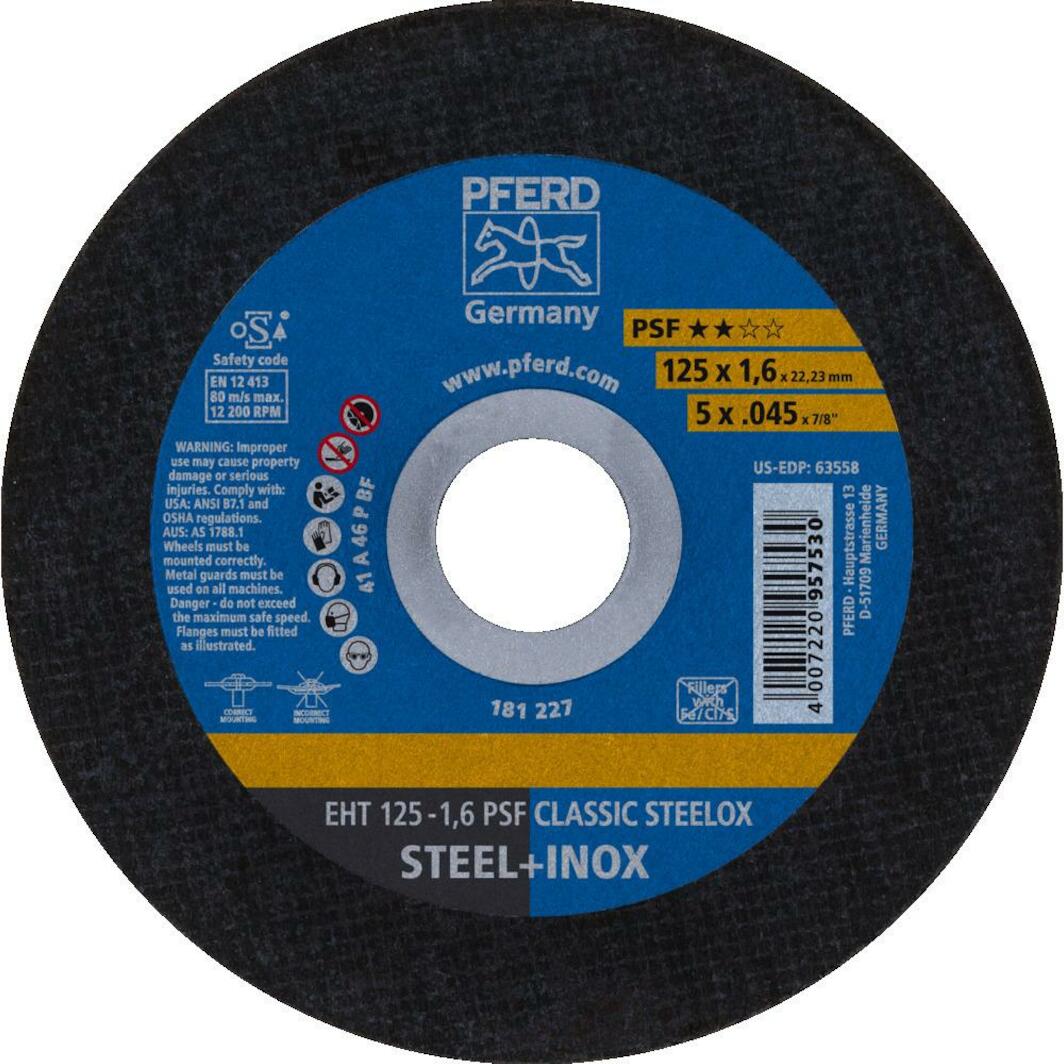 PFERD 61715253 cut-off wheel EHT 125x1,6x22,23 mm straight universal ...