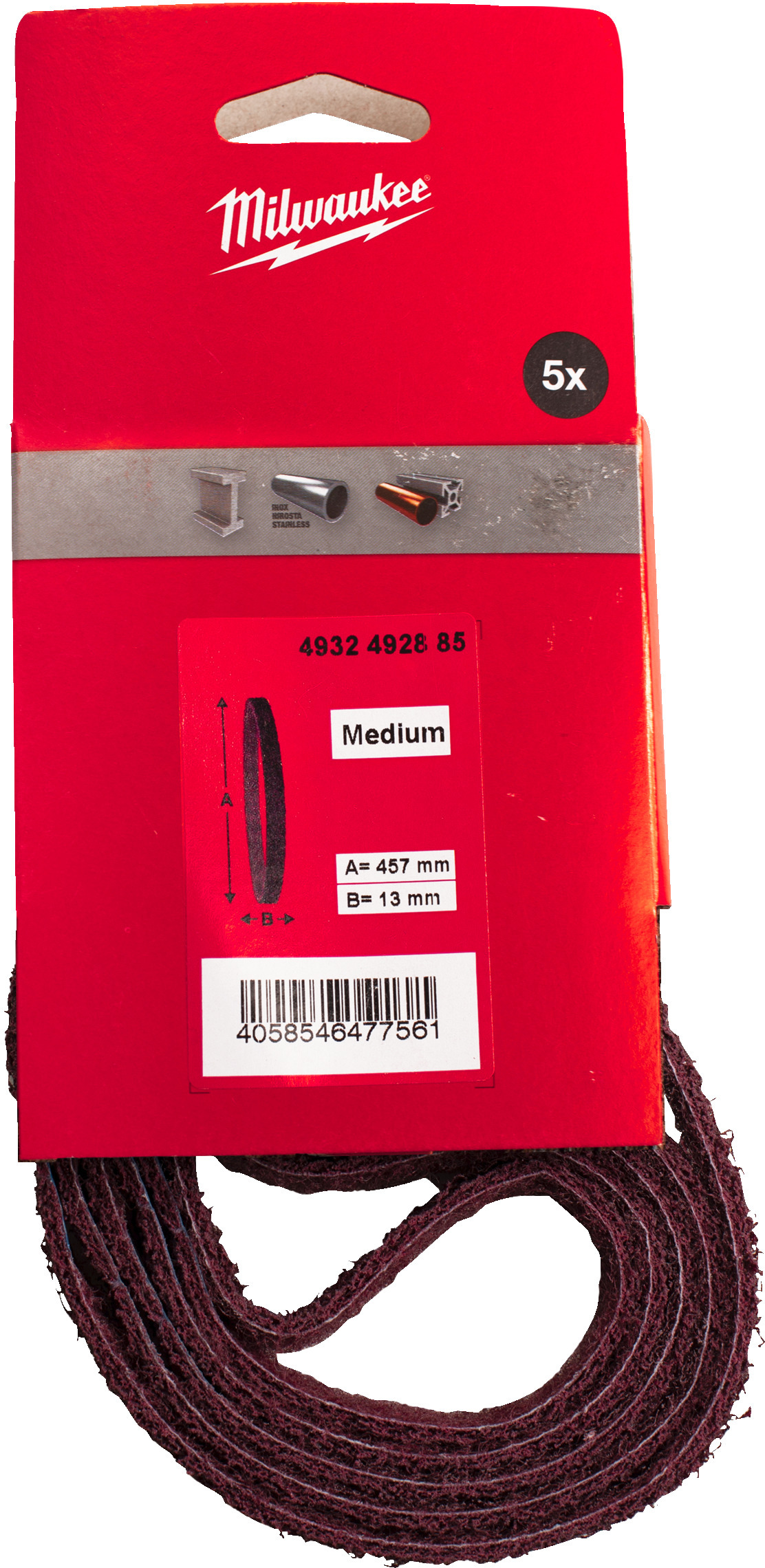 MILWAUKEE 4932492885 sanding belt Medium 13x457 (5 pcs) | Klium