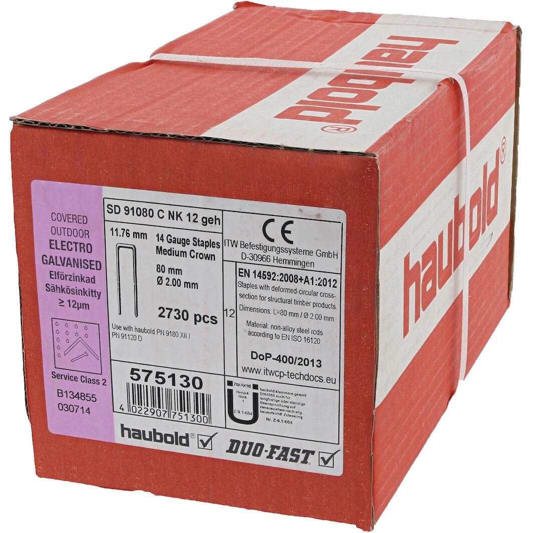 HAUBOLD SD91000-80 staples C-point zinc-plated 12mµ resin - 575130 | Klium