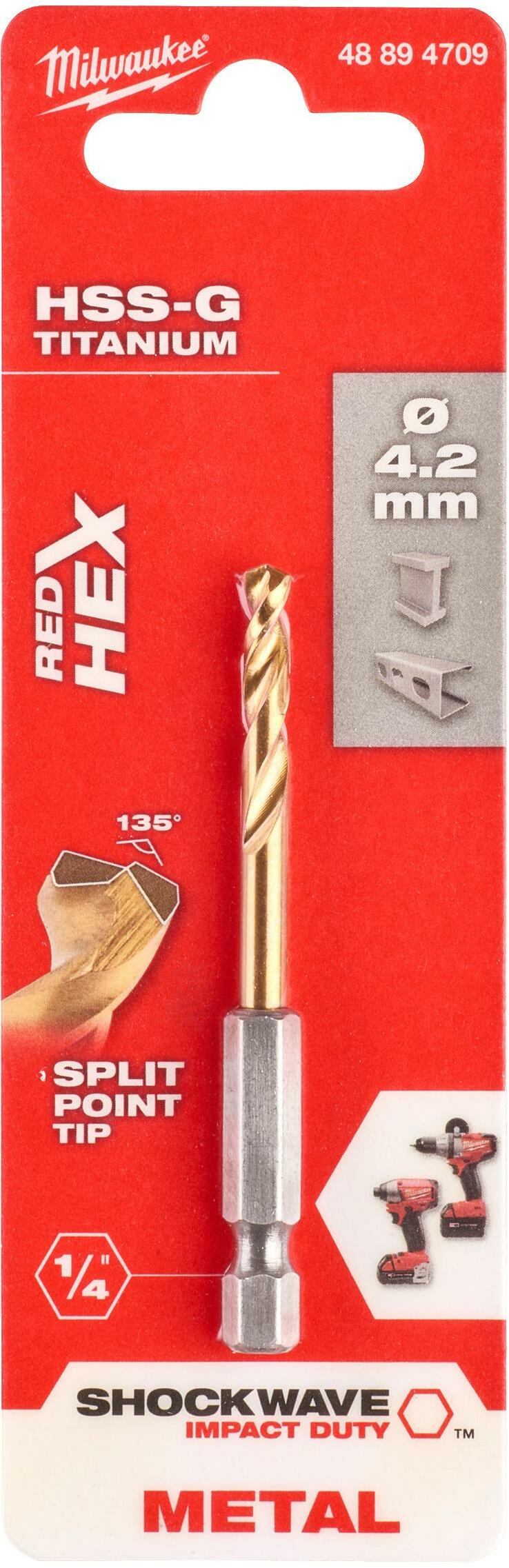 MILWAUKEE 48894709 SHOCKWAVE HSS-TiN metal drill bit 4,2mm | Klium