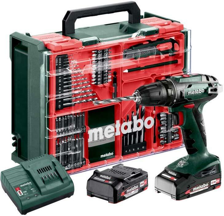 METABO BS 18 SET cordless screwdriver with 74-piece mobile workshop in ...