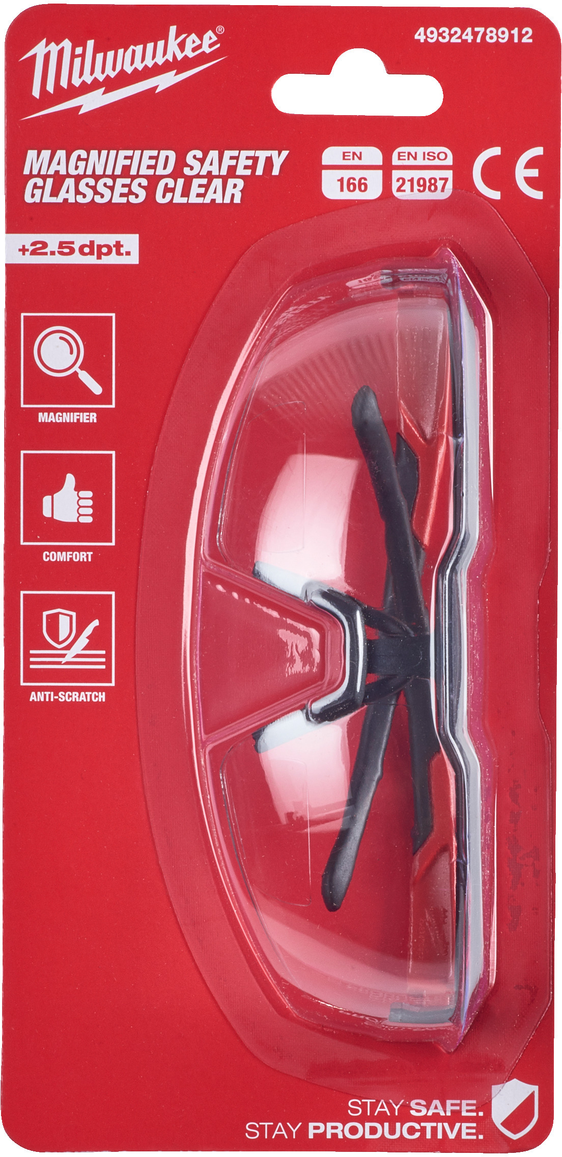 MILWAUKEE 4932478912 safety goggles with dioptre correction +2.5 | Klium