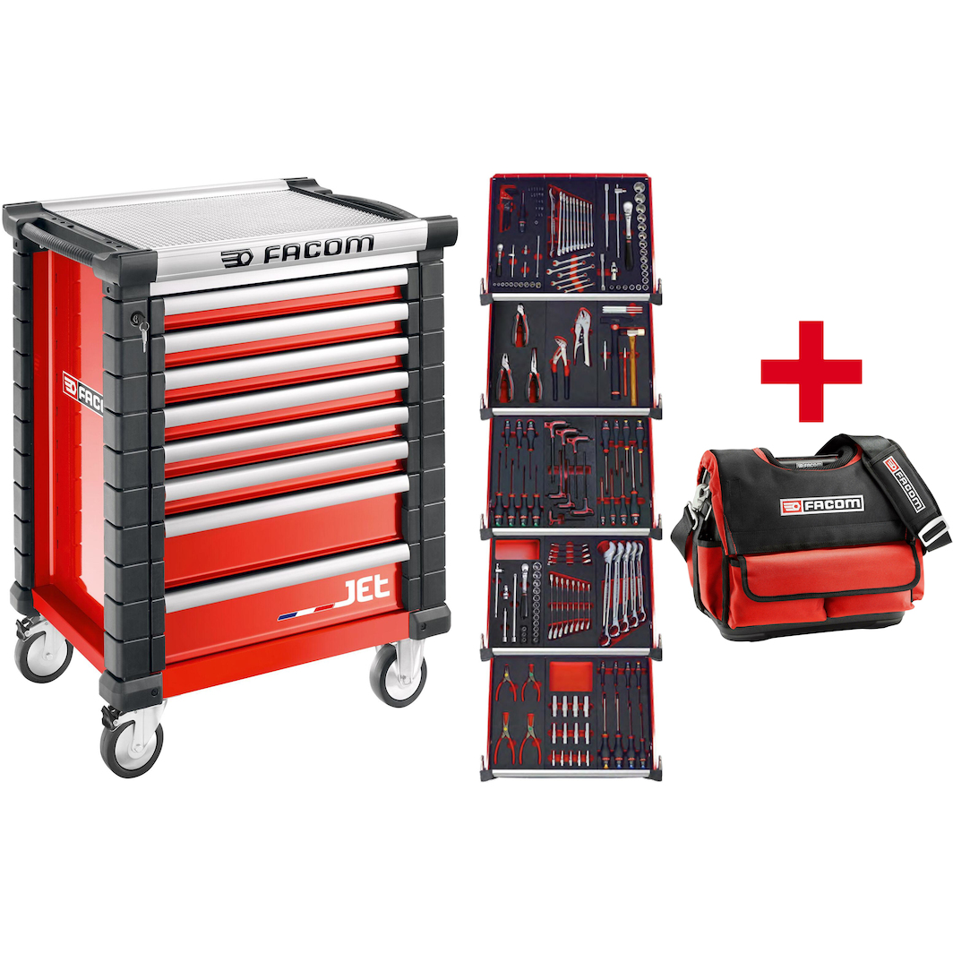 FACOM JETCMM175BNL tool trolley red with 8 drawers (5 filled with foam ...