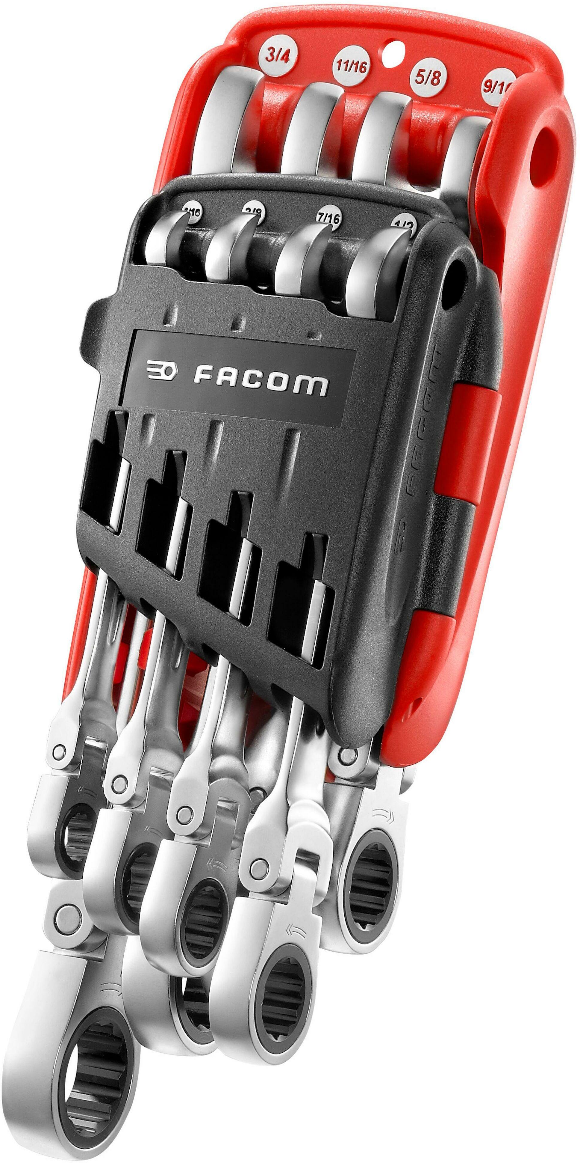 FACOM 467F.JPU8 ratelringsteeksleutelset inch maten in draagtas 8-delig ...
