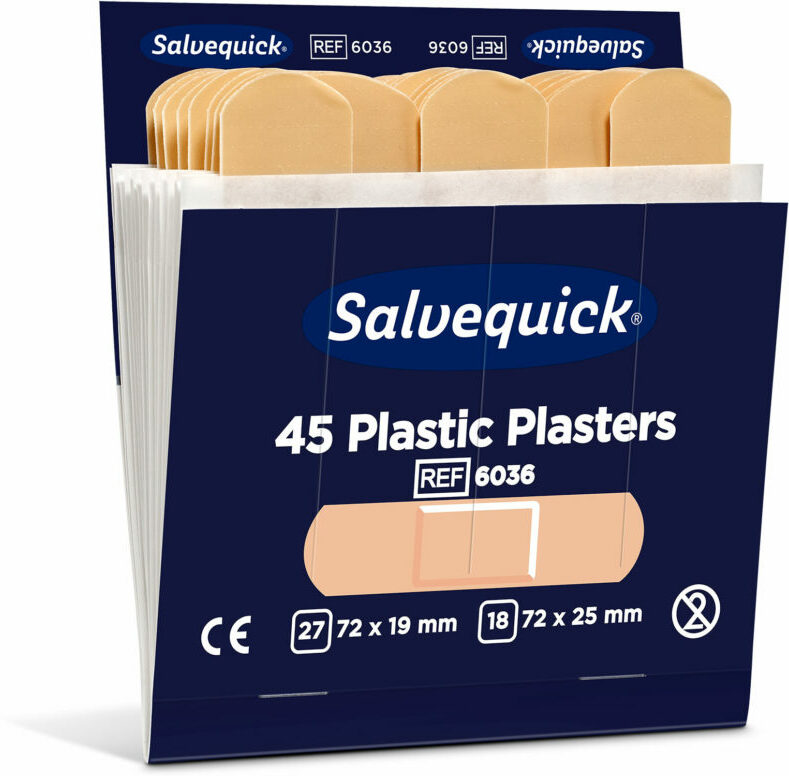 SALVEQUICK 6036 plastic plasters, 2 sizes (6 x 45 pcs) | Klium