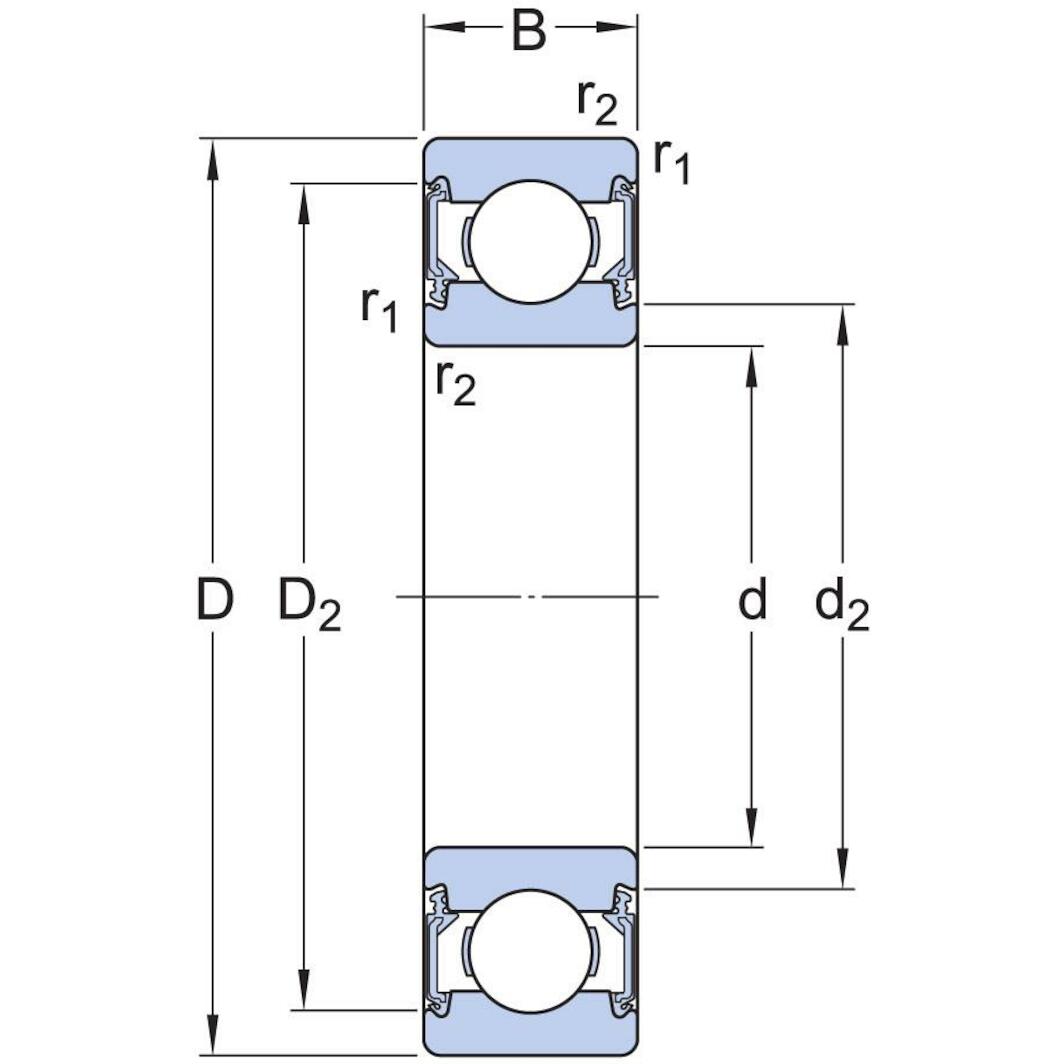 SKF 6300-2RSH single-row groove ball bearing cylindrical 10x35x11 mm | Klium