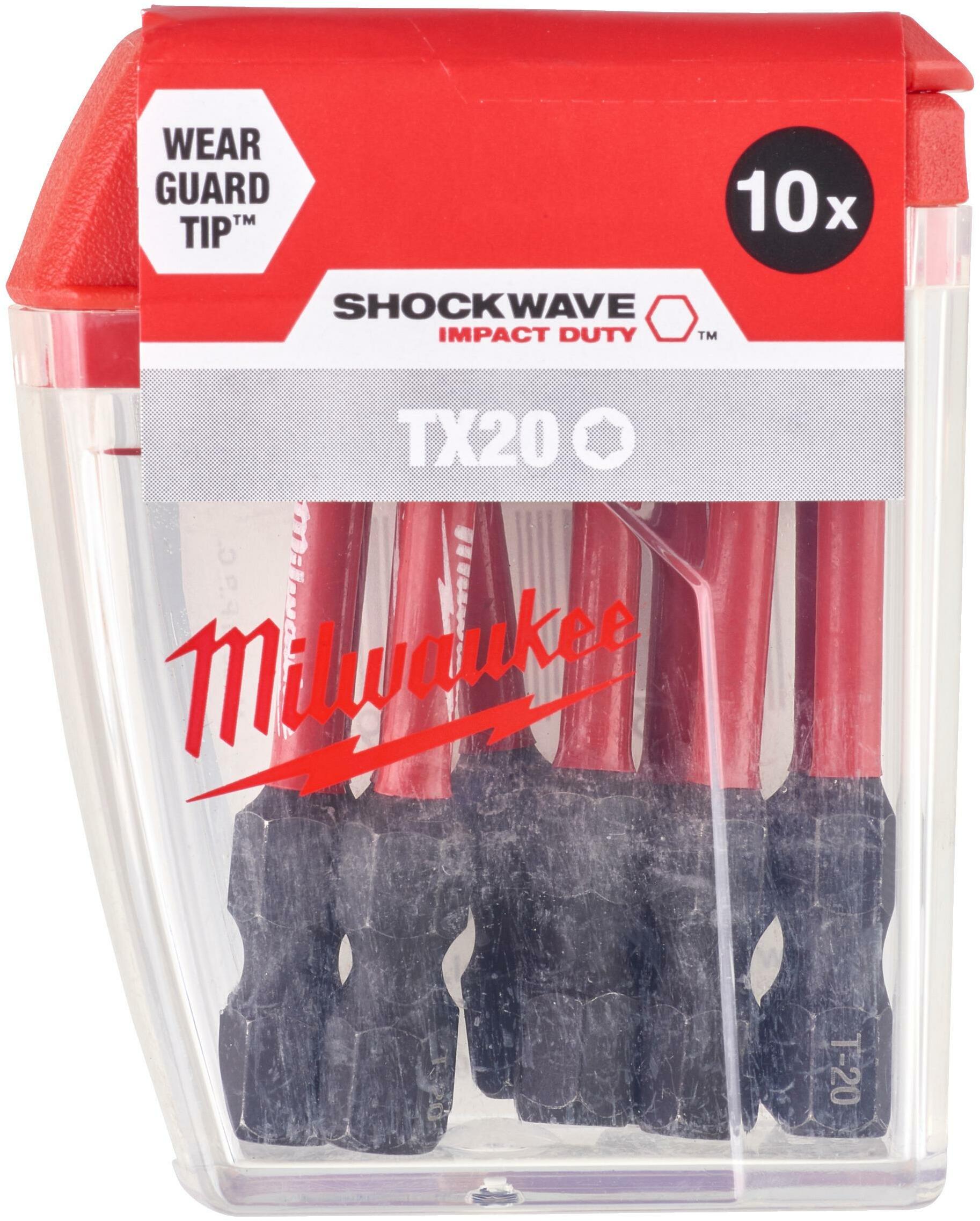 MILWAUKEE 4932430877 SHOCKWAVE IMPACT DUTY screw bit TX20x50 mm (10 pcs ...