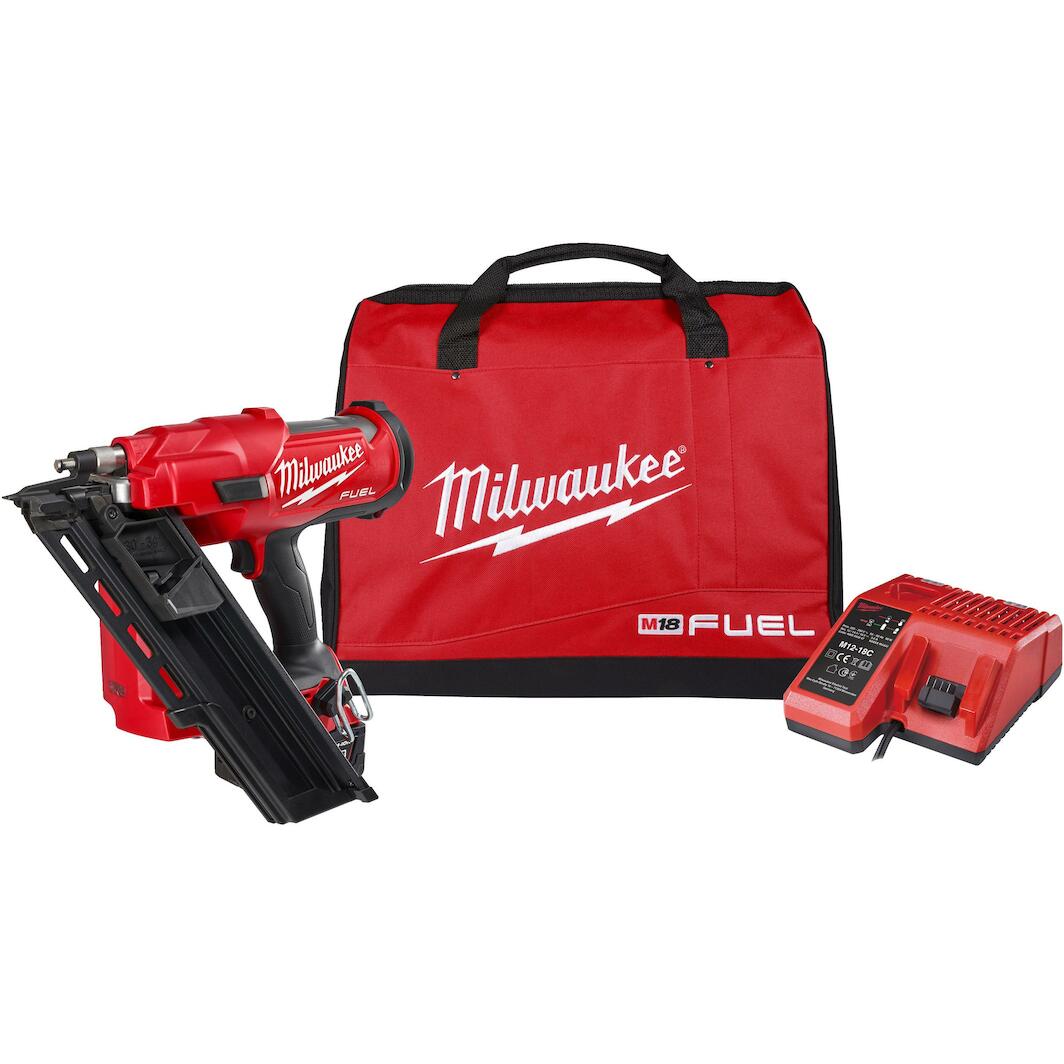 MILWAUKEE M18 FFN-502C FUEL cordless nail gun 9Ga in transport case (2x ...