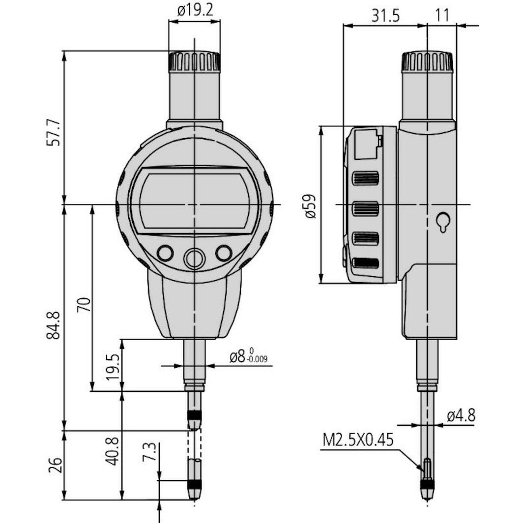 MITUTOYO 543-474B ID-C Digimatic dial indicator 25.4 mm, 0.01 mm | Klium