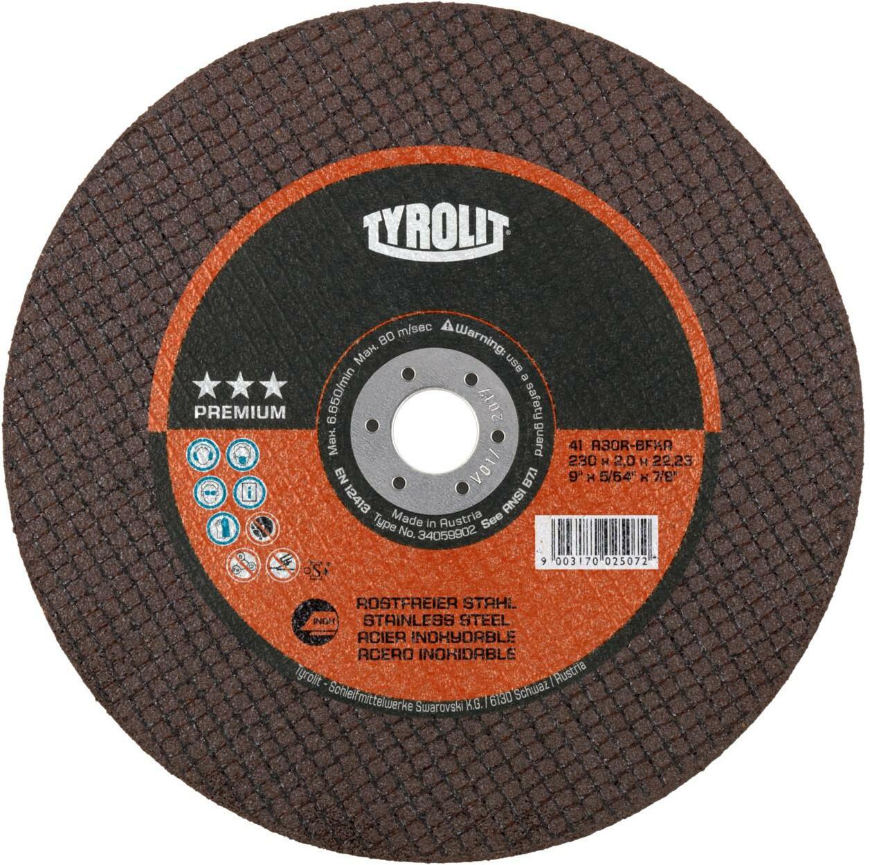 TYROLIT 41511 Premium cut-off wheel for angle grinders 42 230x2,5x22,23 ...