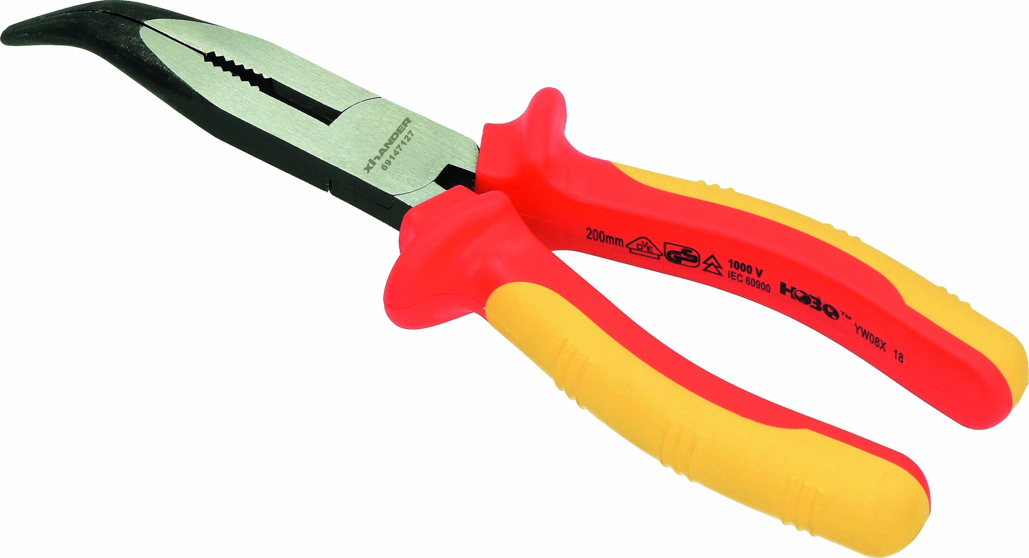XHANDER 69147127 VDE curved flatbed pliers 1000V 200 mm | Klium