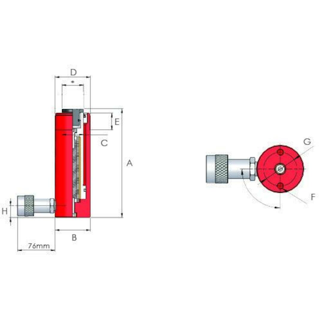 HI-FORCE HSS51 hydraulic single-acting multi-purpose cylinder, 4.5 ...