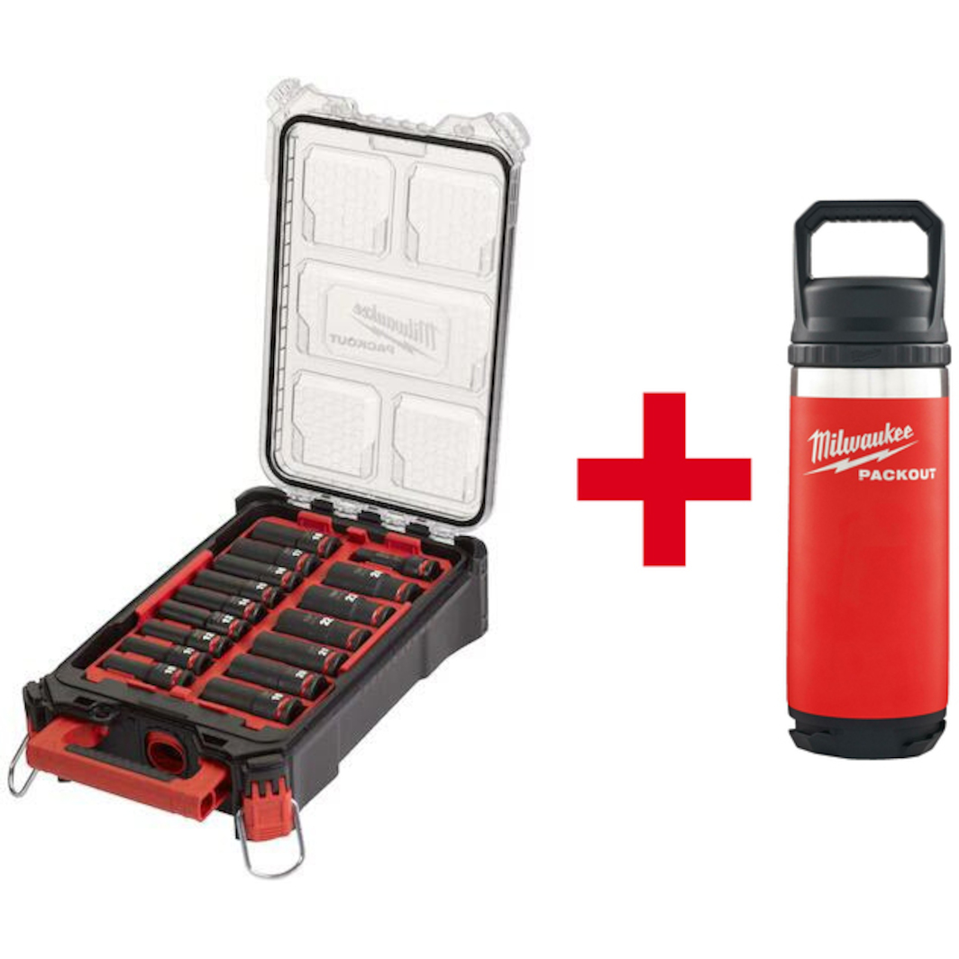 MILWAUKEE 4932480943 impact sockets set deep 1/2" in PACKOUT organiser ...