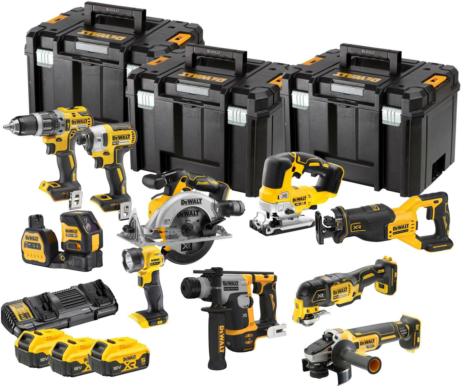 DEWALT DCK1012P4T-QW 18V XR Brushless cordless machine set 10-piece in TSTAK cases (4x 5.0Ah ...