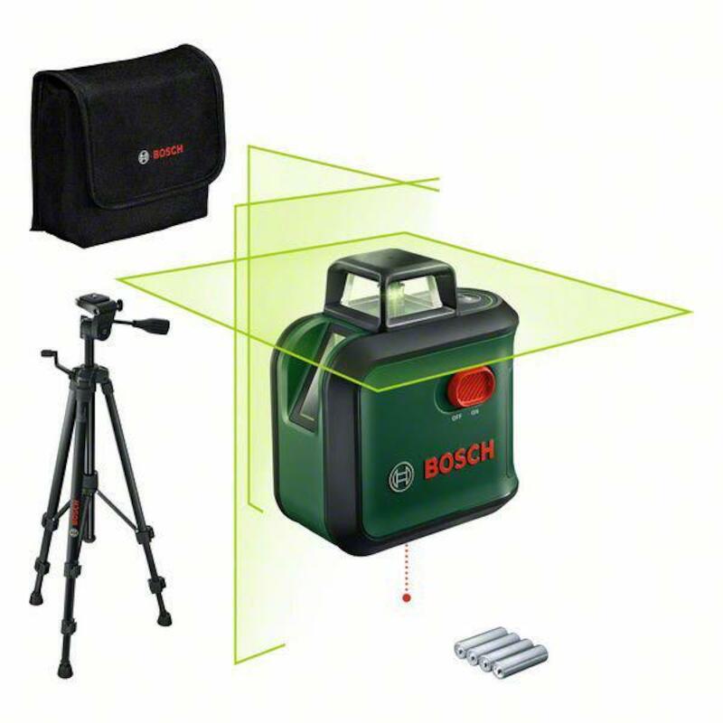 BOSCH UniversalLevel 360 Premium Set cross line laser green in soft storage case MM3 clamp TT 150 tripod 4x LR06 AA battery Klium