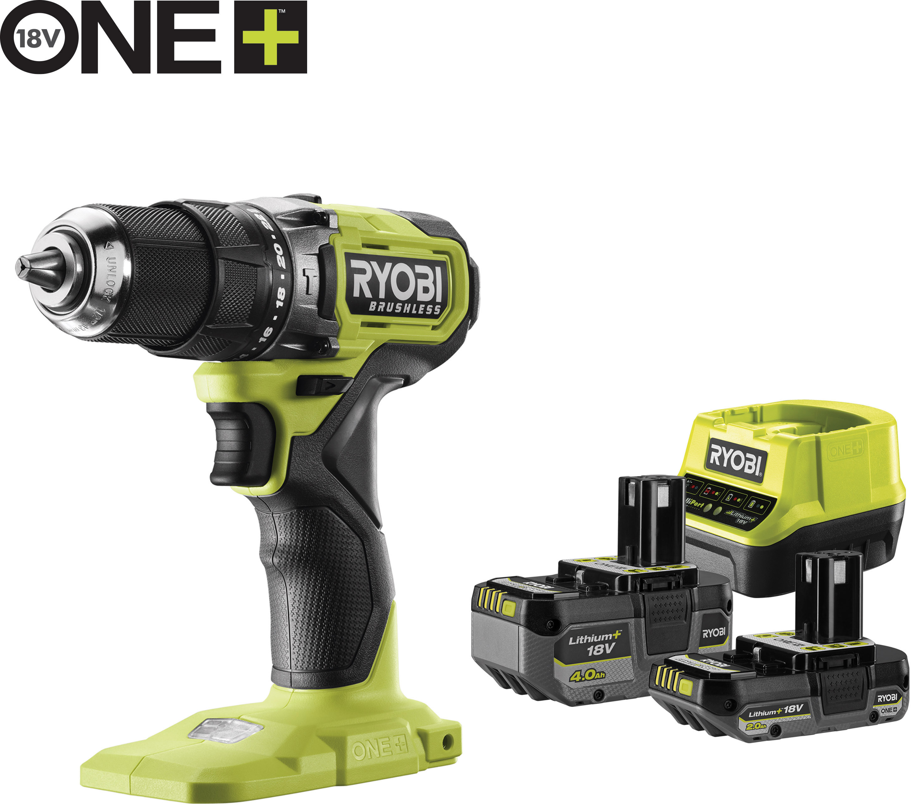 RYOBI RPD18BL1-2C42S 18V ONE+ cordless impact drill in cardboard box ...