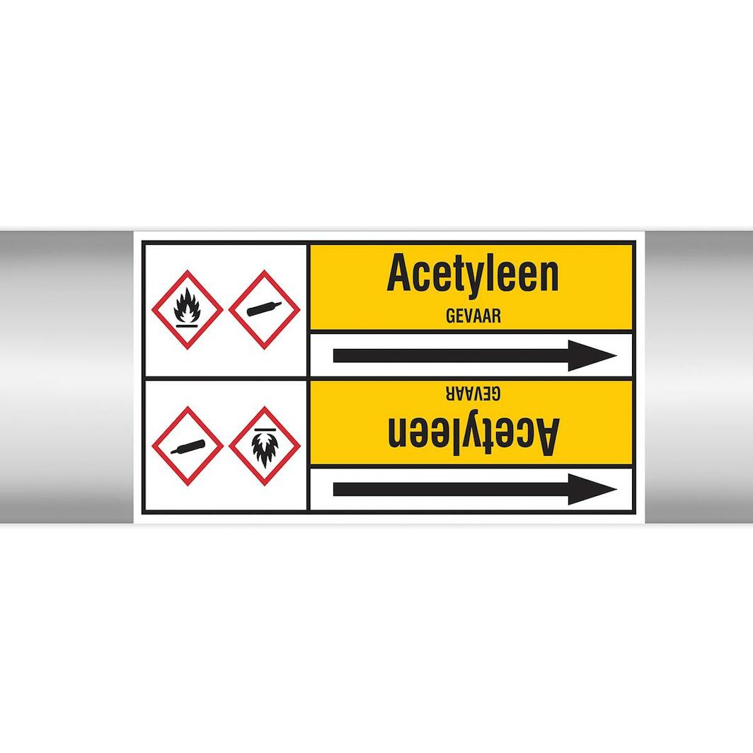 BRADY N004065 pipe marker for acetylene, with pictogram 33 m x 127 mm x ...