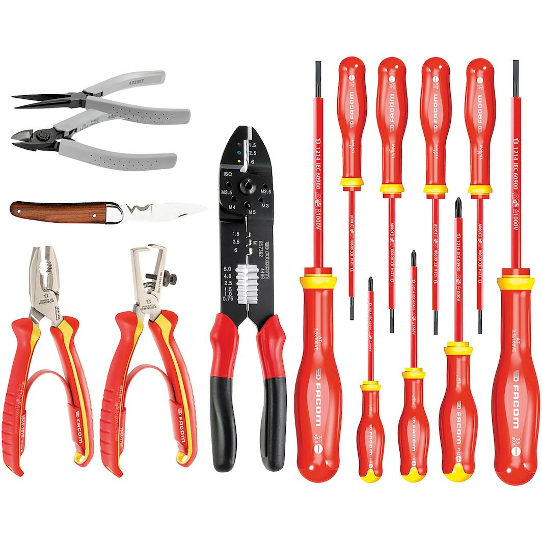 FACOM 2180.SE tool set for electronics in leather case 15-piece | Klium