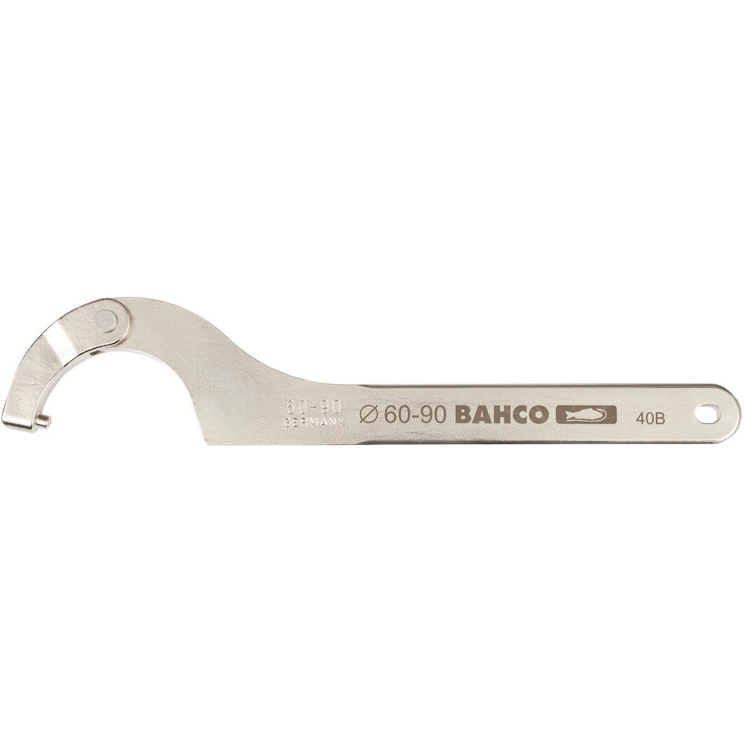 BAHCO 40B-50-120 adjustable pin hook spanner, chrome-plated, length 285 ...
