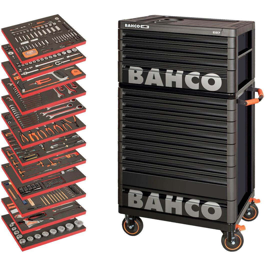 BAHCO XLARGE E77 tool trolley black 26" with 9 drawers + top case with ...