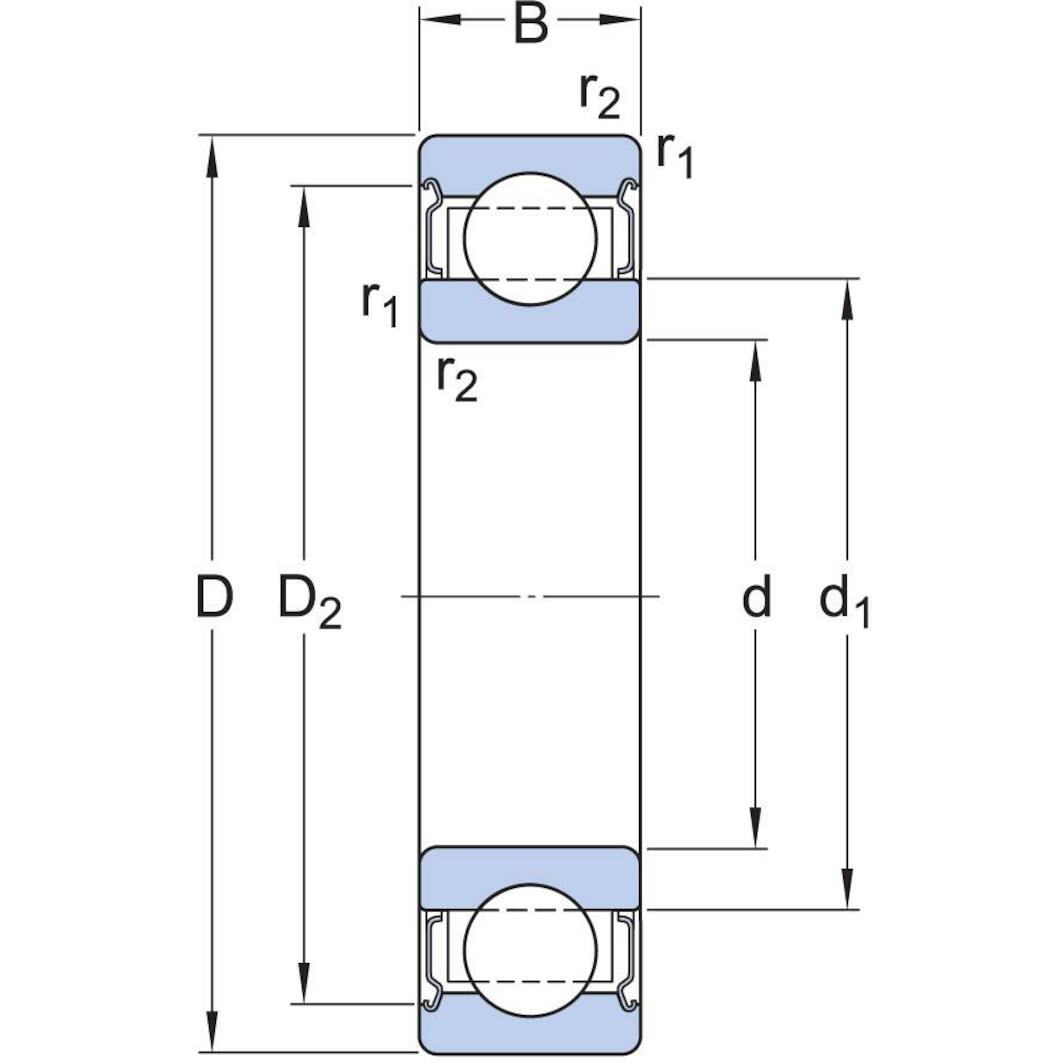 SKF 6208-2Z/VA208 single-row groove ball bearing cylindrical 40x80x18 ...