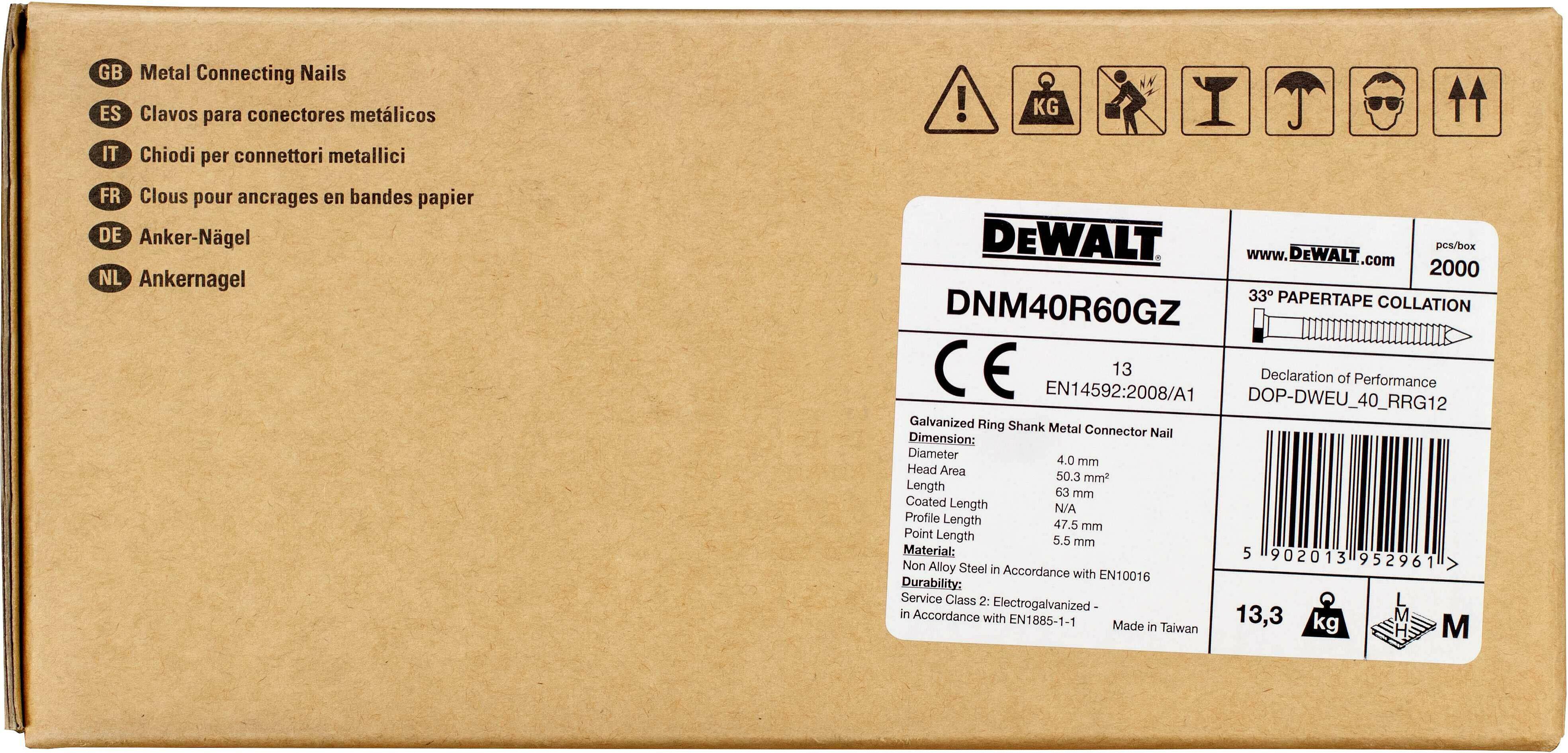 DEWALT DNM40R60GZ BAT anchor nails 4.04-60 ringed galvanised 2m (2000 ...
